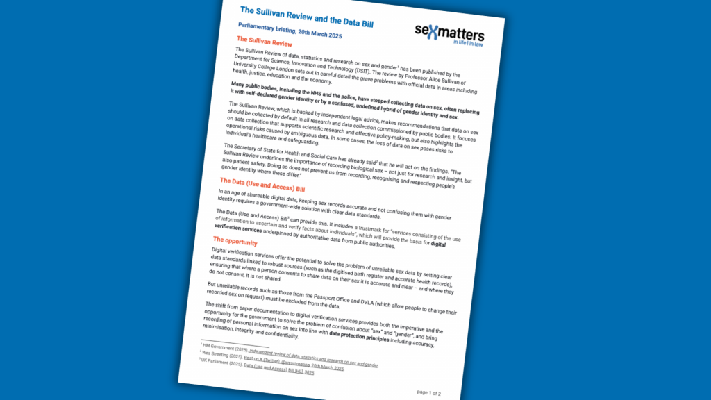 The Sullivan Review and the Data Bill – Parliamentary briefing - Sex ...
